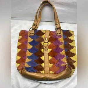 Lucky Brand | Bags | Vtg Lucky Brand Multi Color Scallop Patchwork ...
